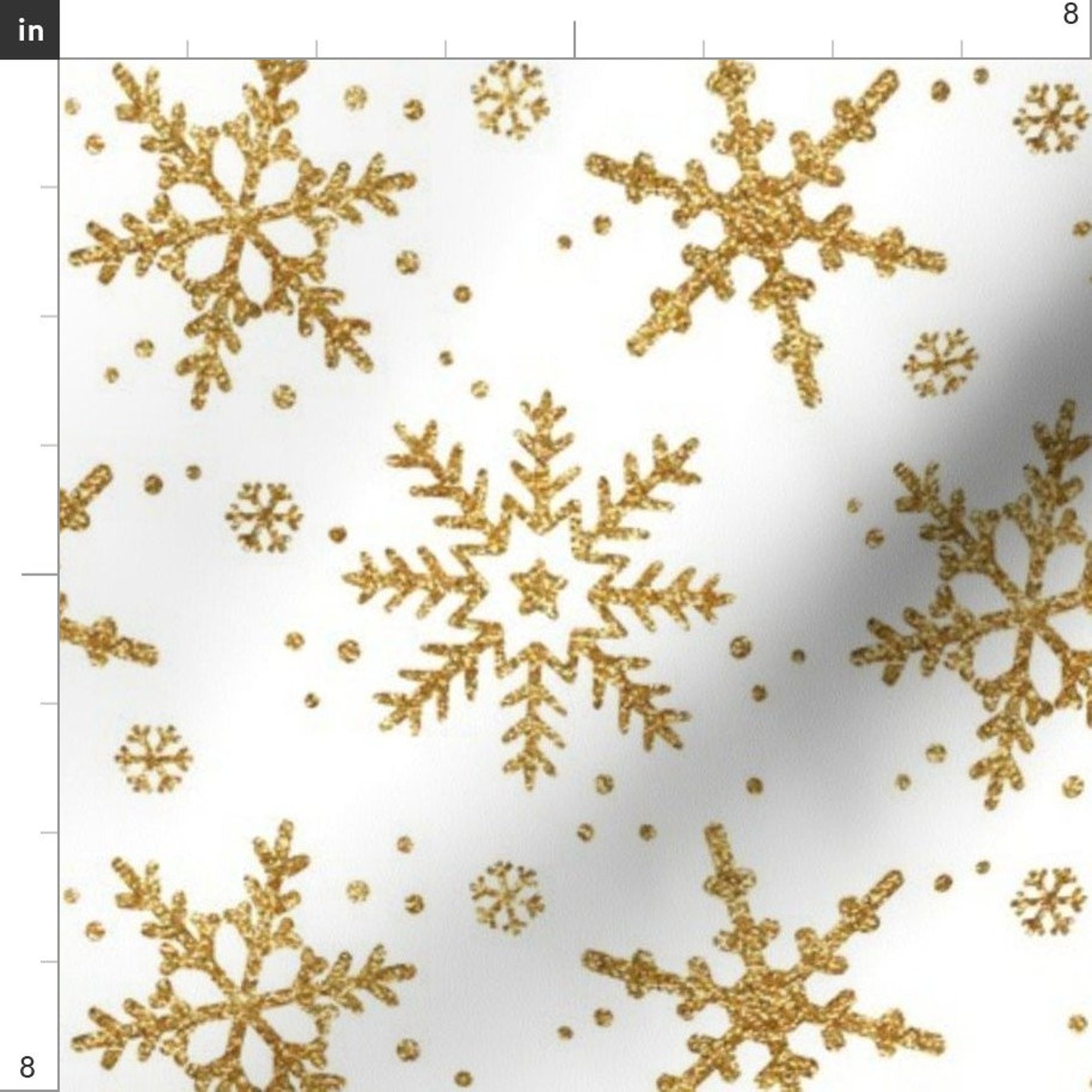 Gold Glitter Snow Fabric Snowflakes in Gold Glitter by - Etsy