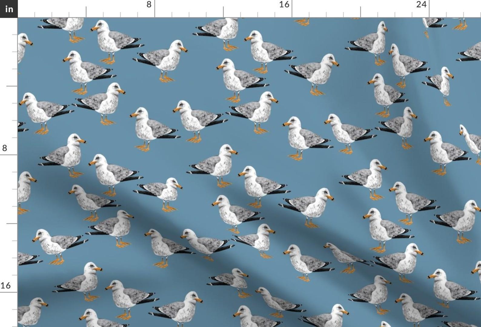Seagull Fabric - Seagulls by Taraput - Seagull Beach Birds Blue White ...