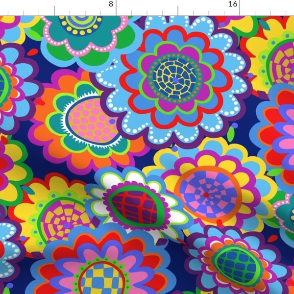 Retro Floral Fabric - Etsy