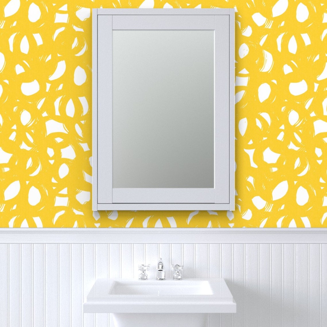 Goldenrod Loops Wallpaper Yellow Scribble by Ottomanbrim - Etsy