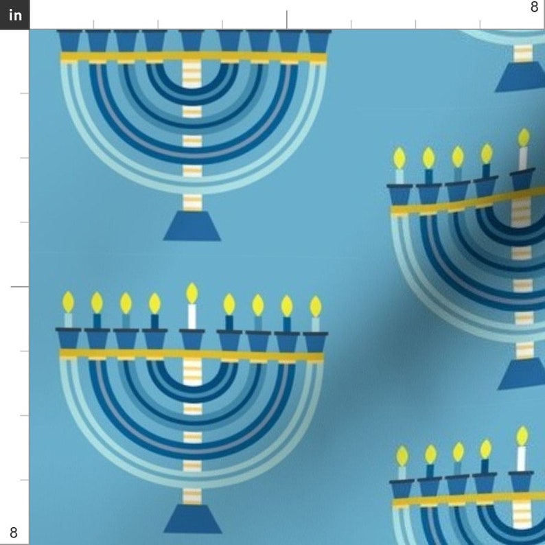 Menorah Blue Hanukkah Fabric Menorah by Mintparcel Menorah - Etsy