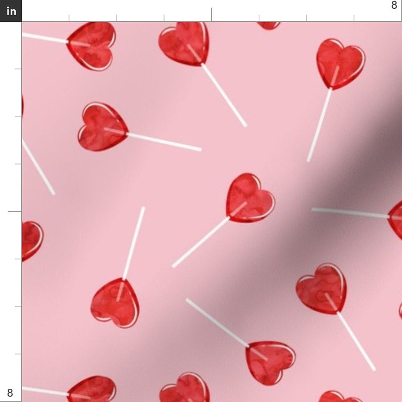 Lollipop Hearts Fabric Heart Shaped Suckers Lolli Red | Etsy
