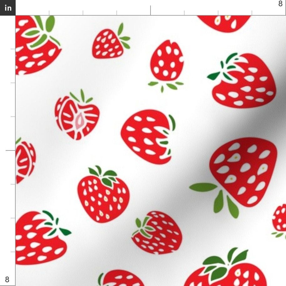 Strawberries Fabric Strawberry Pattern by Benjiloudesigns - Etsy