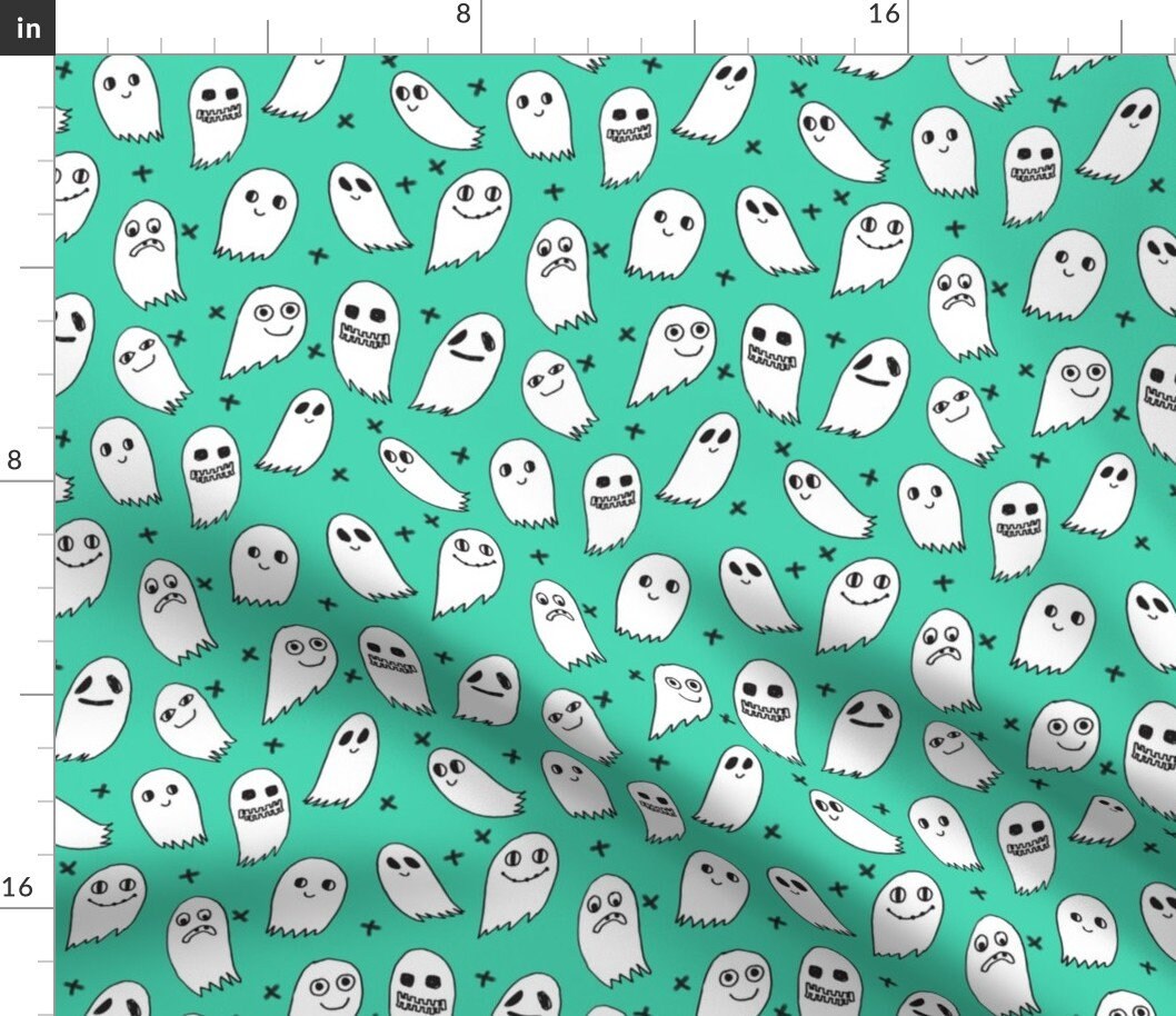 Ghost // Ghosts Green Kids Fabric Halloween October Spooky - Etsy Canada