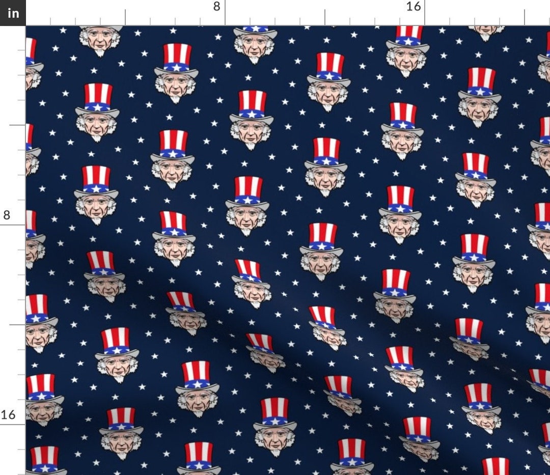 Uncle Sam Fabric Uncle Sam Navy by Littlearrowdesign - Etsy UK