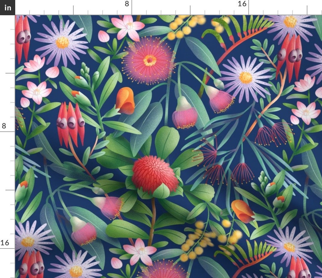 Australian Vibrant Floral Fabric Australian Flora Pattern by - Etsy