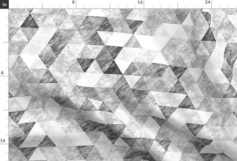 Geometric Fabric - Triangles Grunge Pencil Geometric Blackwhite Grey by ...