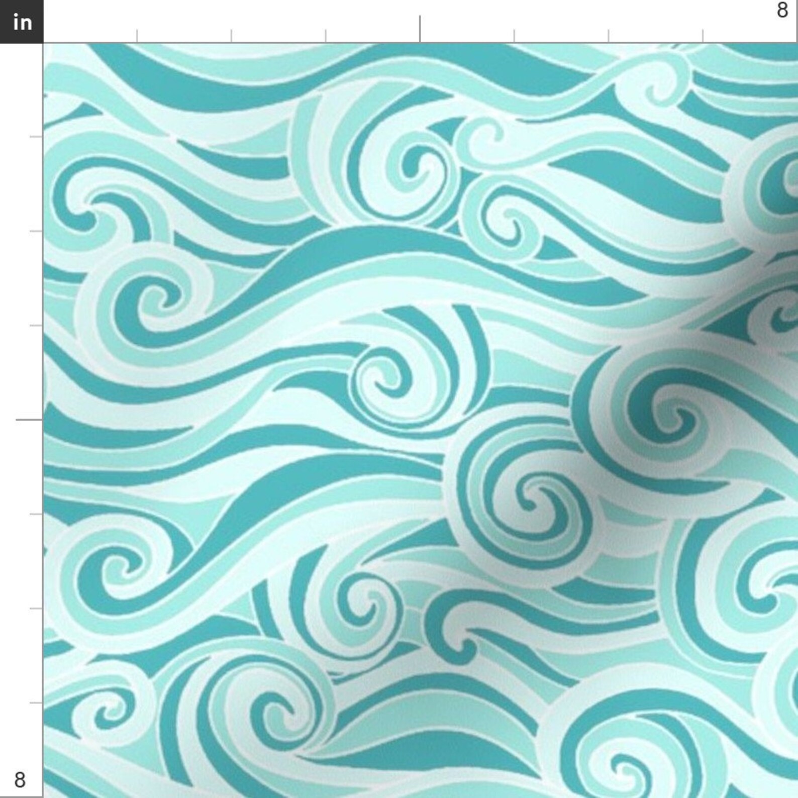 Ocean Waves Fabric Ocean Waves Aqua by Littlerhodydesign | Etsy