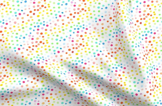 Colorful Dots Fabric Rainbow Watercolor Dots By | Etsy