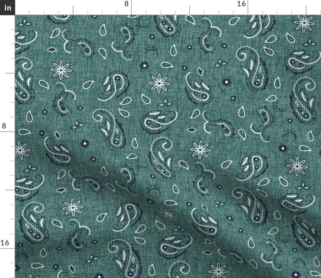 Western Fabric Western Paisley Turquoise by Thecalvarium - Etsy