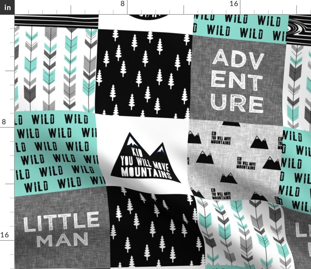Adventure Fabric Little Man Adventure Wild Black and Teal by - Etsy