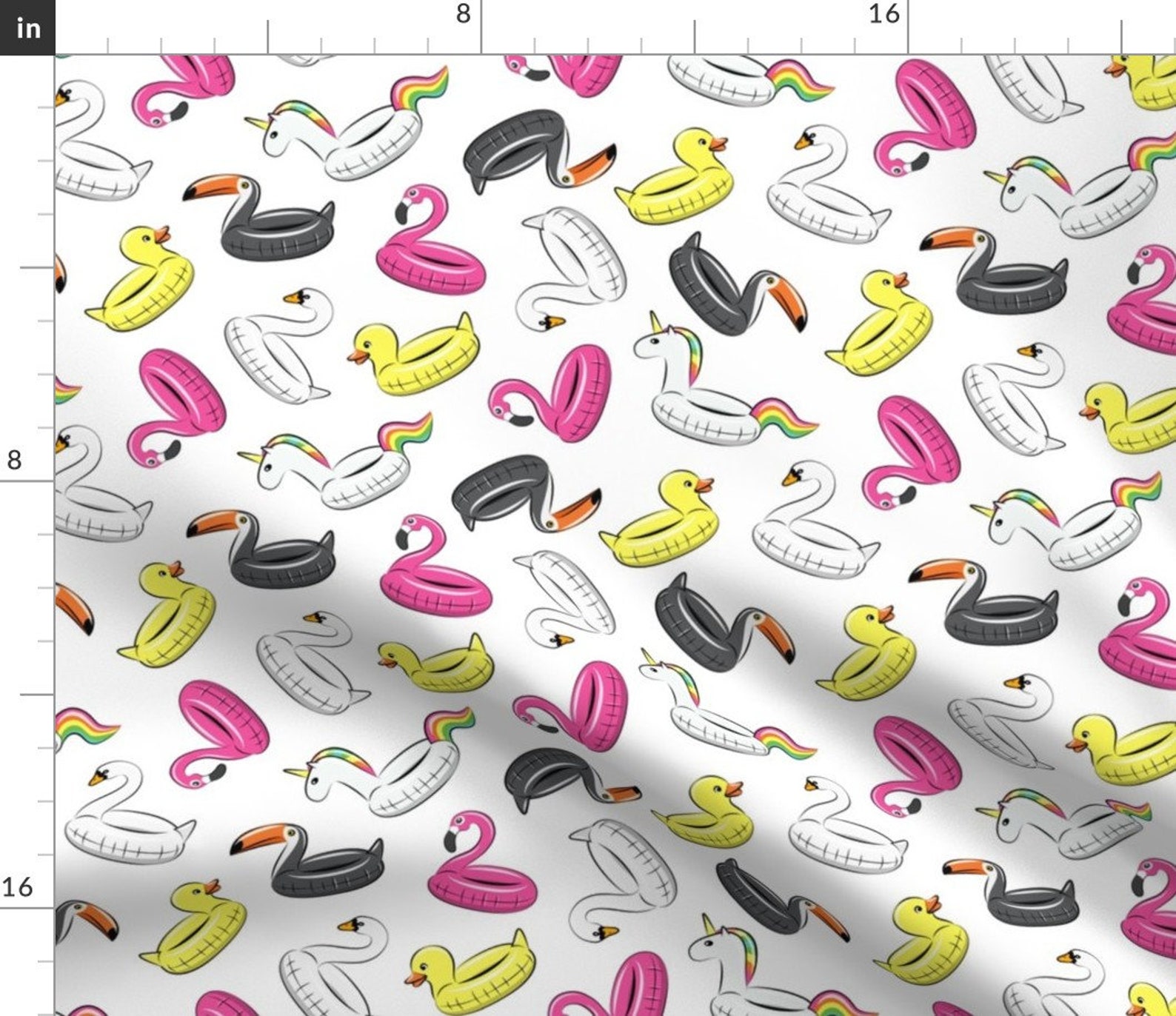 Pool Floats Fabric Pool Floats All the Floats on White by | Etsy