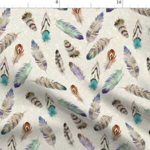 Blue Feathers Bohemian Fabric Feathers by Gaiamarfurt - Etsy