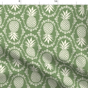 Fruit Damask Upholstery Fabric Pineapple by Kristeninstitches Kelly ...
