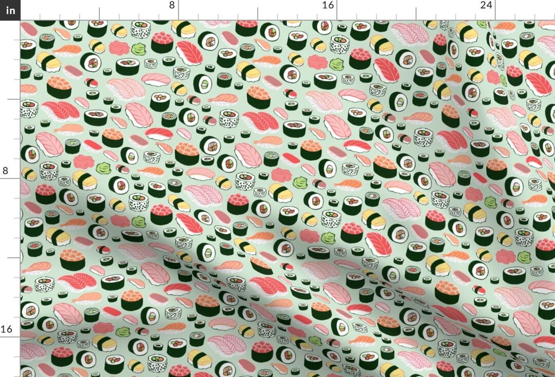 Sushi Fabric - Sushi by Kristinnohe - Japanese Food Japan Kawaii Fish ...