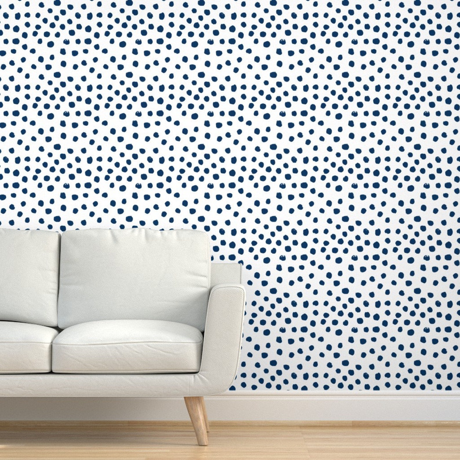 Navy Dots Wallpaper Navy Painted Dot Spots Navy Blue by - Etsy