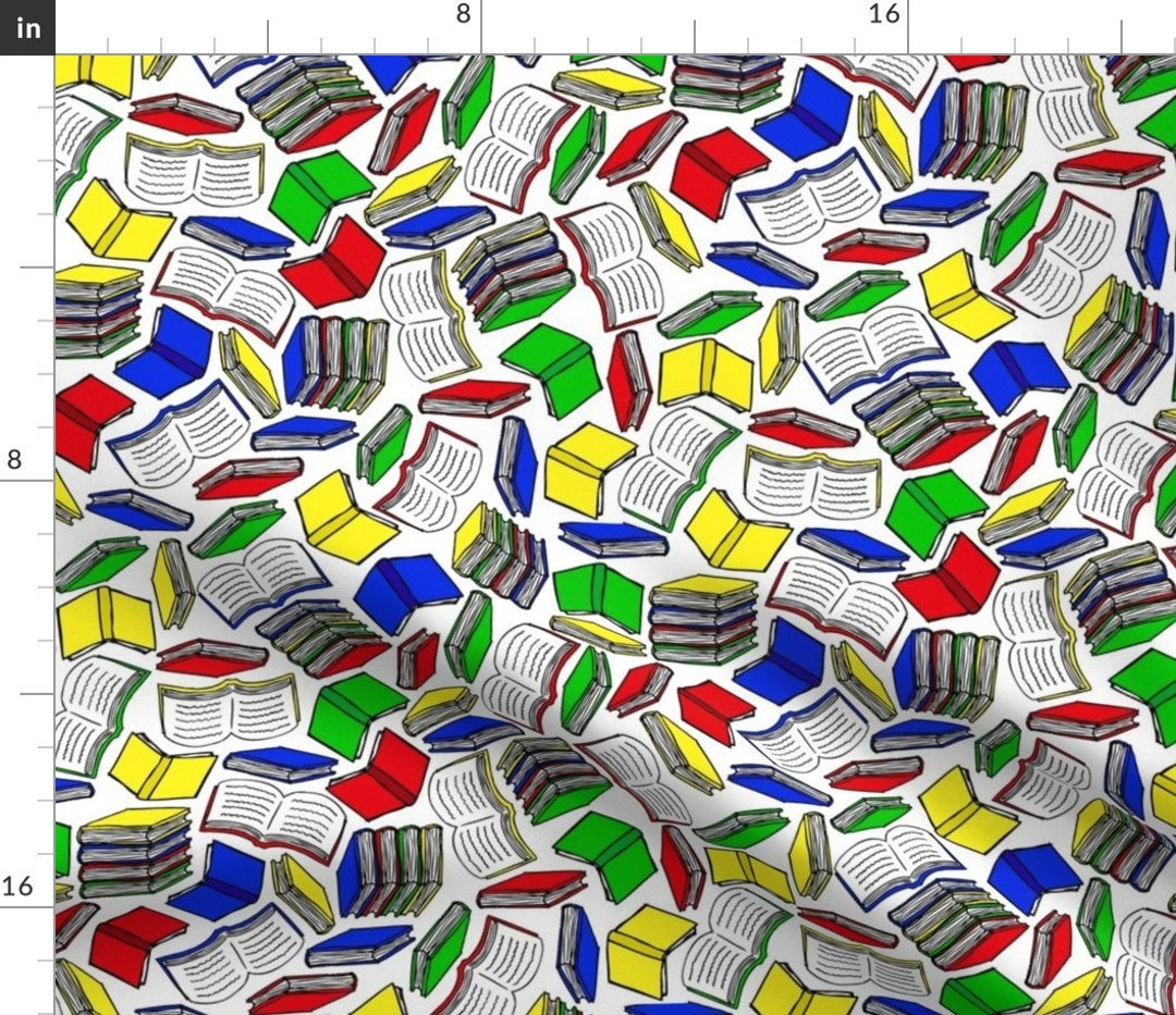 Book Fabric so Many Books Primary Colors by Robyriker Book Back to ...