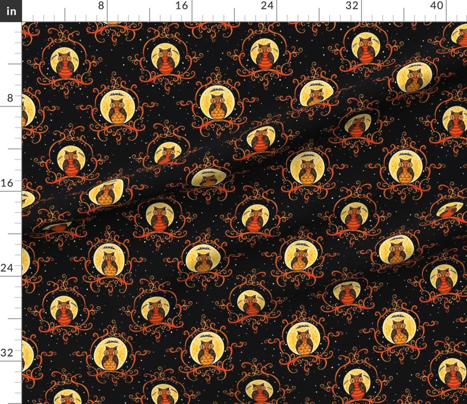 Spooky Owl Fabric Scroll Owls by Johannaparkerdesign Owl - Etsy