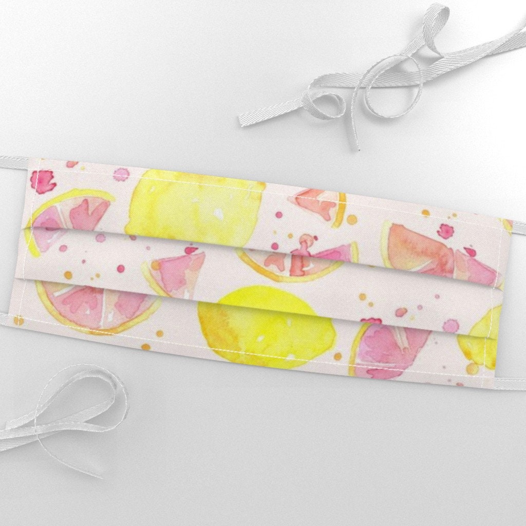 Watercolor Pink Lemon Fabric Pink Lemonade by Erinanne | Etsy
