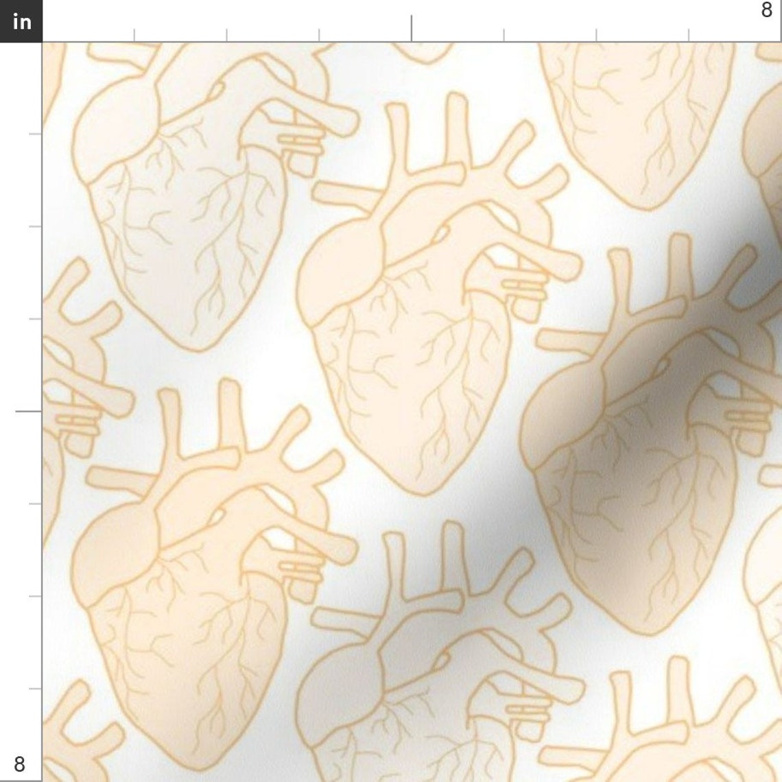 Anatomic Hearts Fabric Pale Gold Hearts by Pond Ripple - Etsy