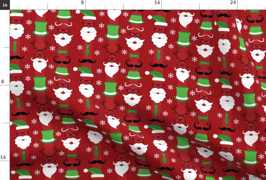 Hipster Santa Claus Fabric - Christmas Holiday Red Green by Khaus ...