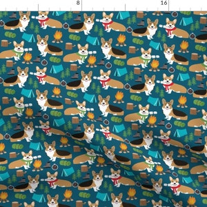 Corgi Fabric Corgi Camping Aspen Campfire Marshmallow Dog | Etsy