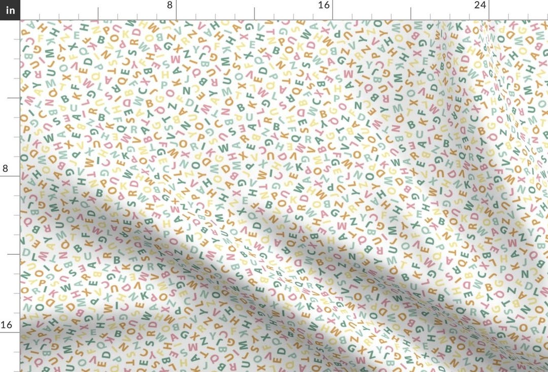 Spring Alphabet Fabric Ditsy Spring Pastel Alphabet by Weavingmajor ...