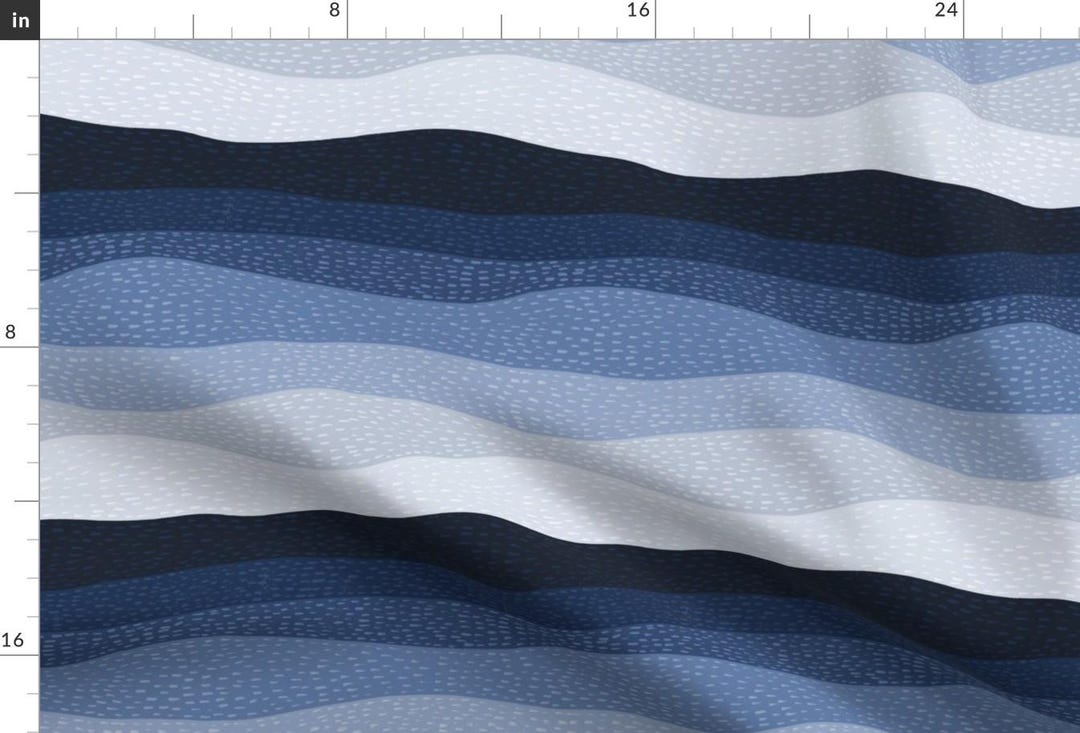 Blue Waves Fabric - Stitched Waves by Writtenbykristen - Blue Ombre ...