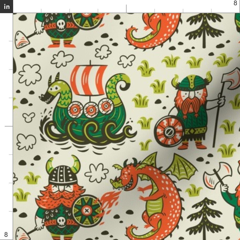 Viking Fabric Vikings by Penguinhouse Viking Ships Boat | Etsy