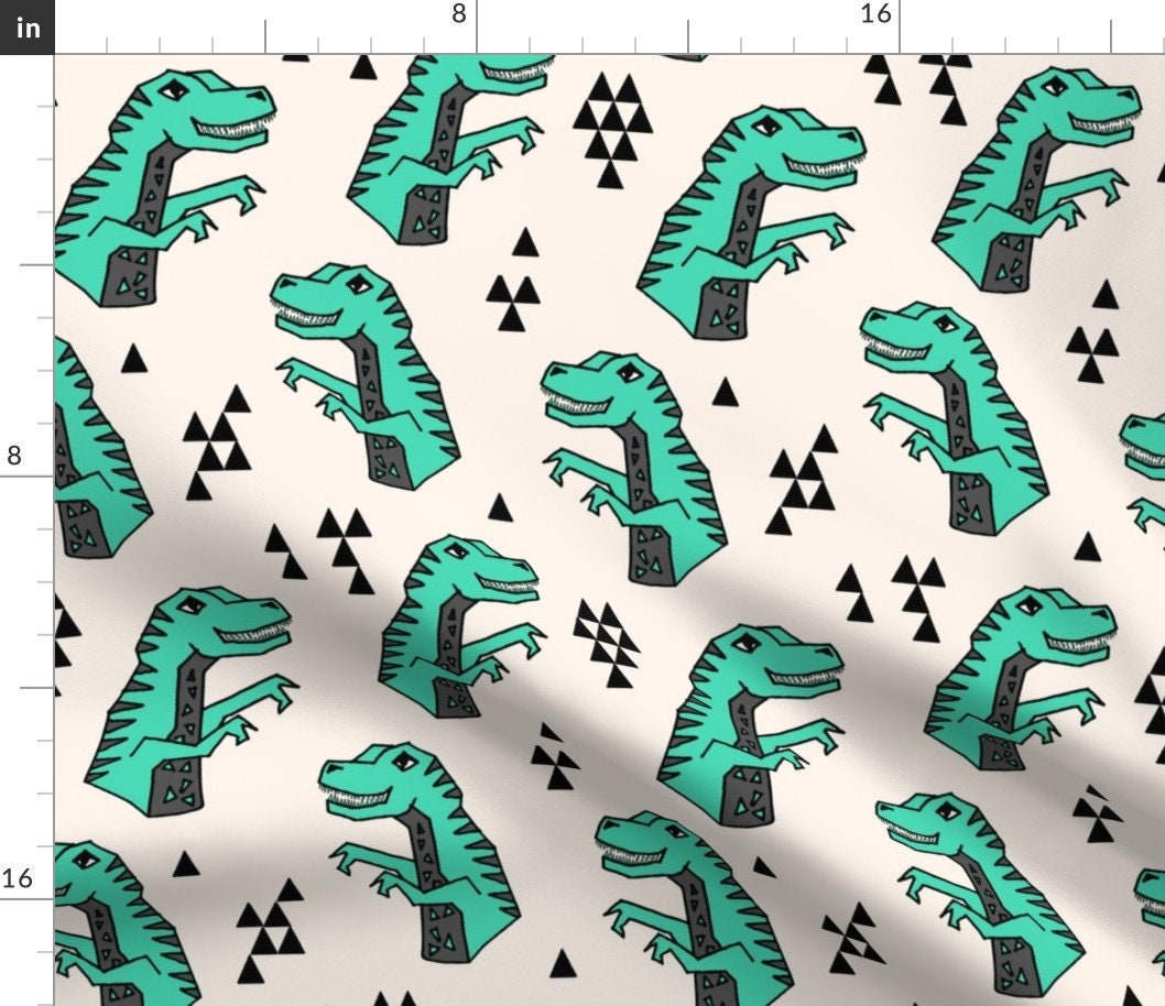 Dinosaur Fabric Dinosaurs Green T Rex Tyrannosaurus Rex | Etsy