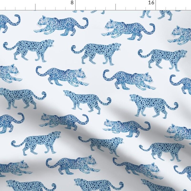 Blue Leopard Fabric - Etsy