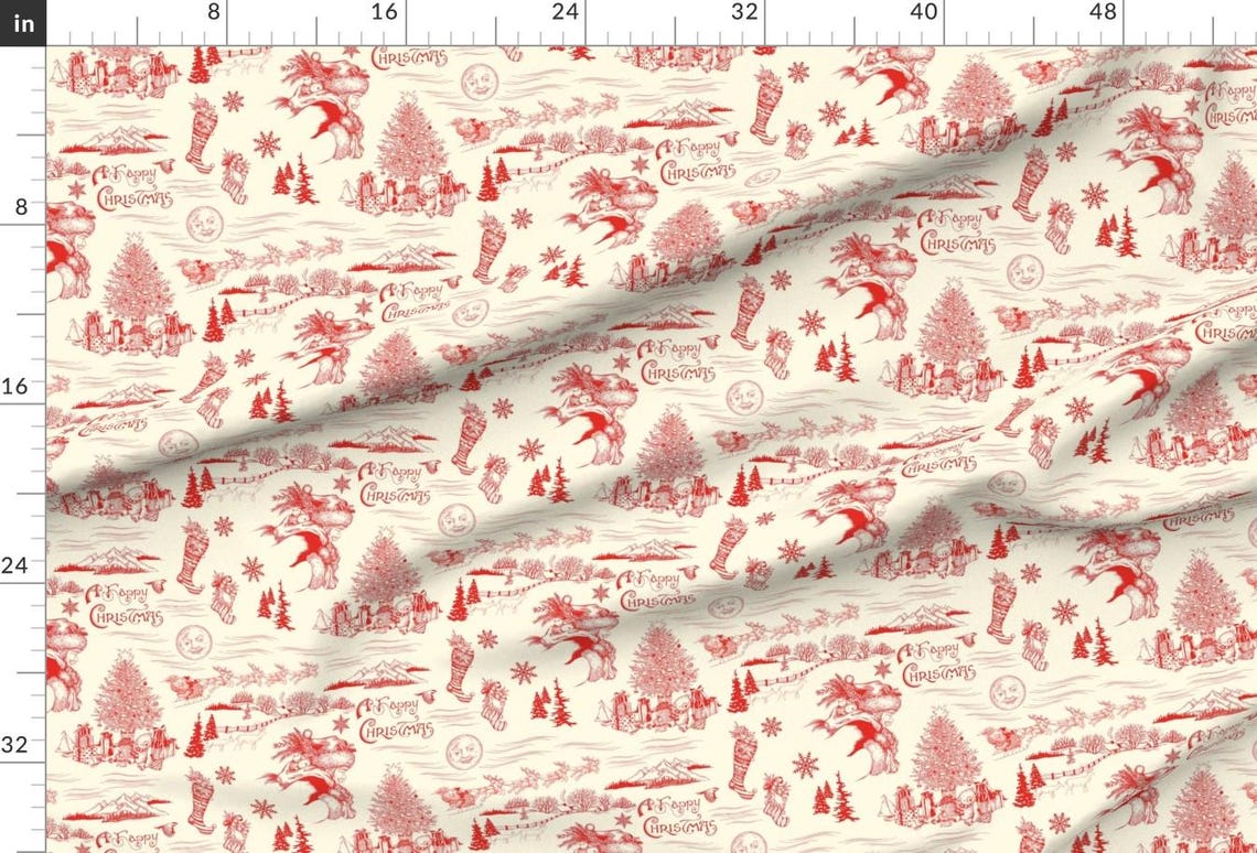 Holiday Toile Fabric - A Happy Christmas Holiday Toile by Sherri Bb ...