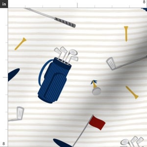 Golf Fabric Tee Time Navy Tan Golf Themed Fabric by Littlearrowdesign ...