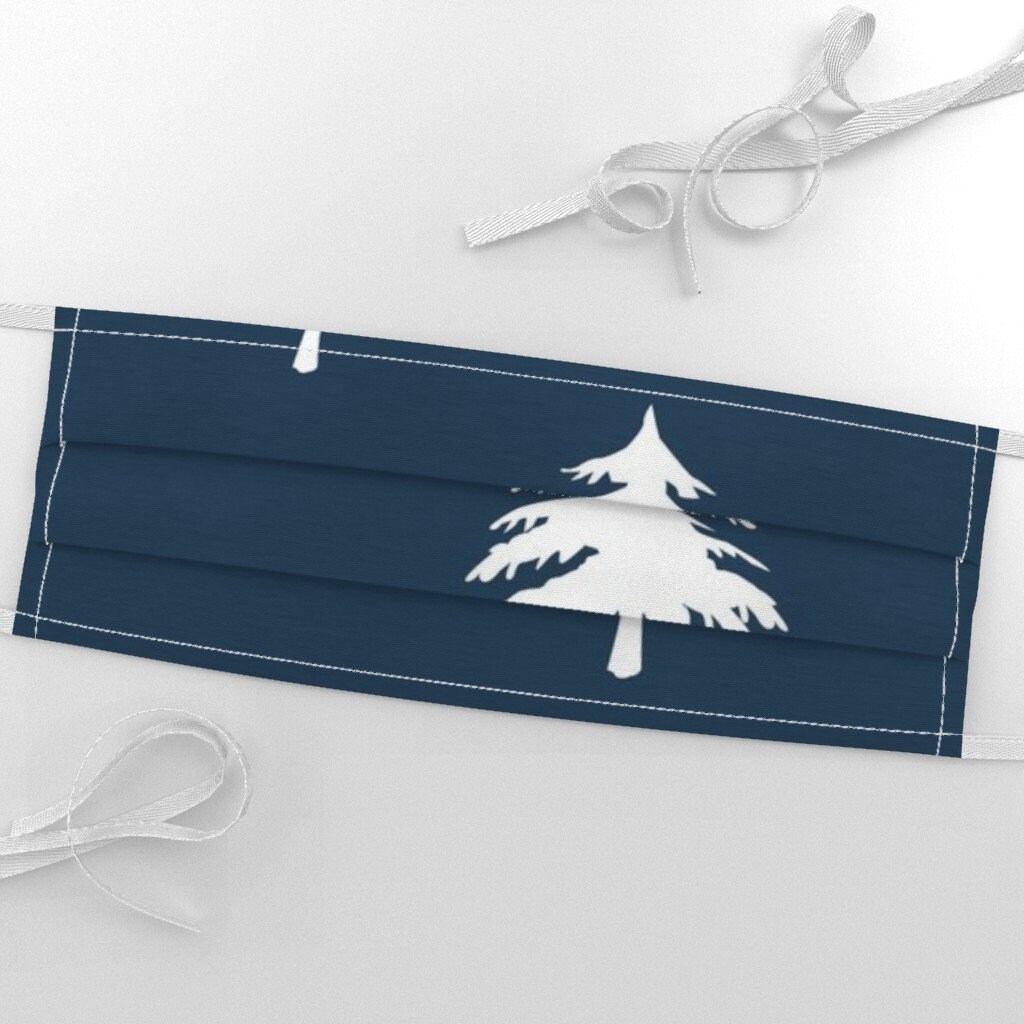 Navy Tree Fabric Trees on Navy Linen by Modfox Navy | Etsy