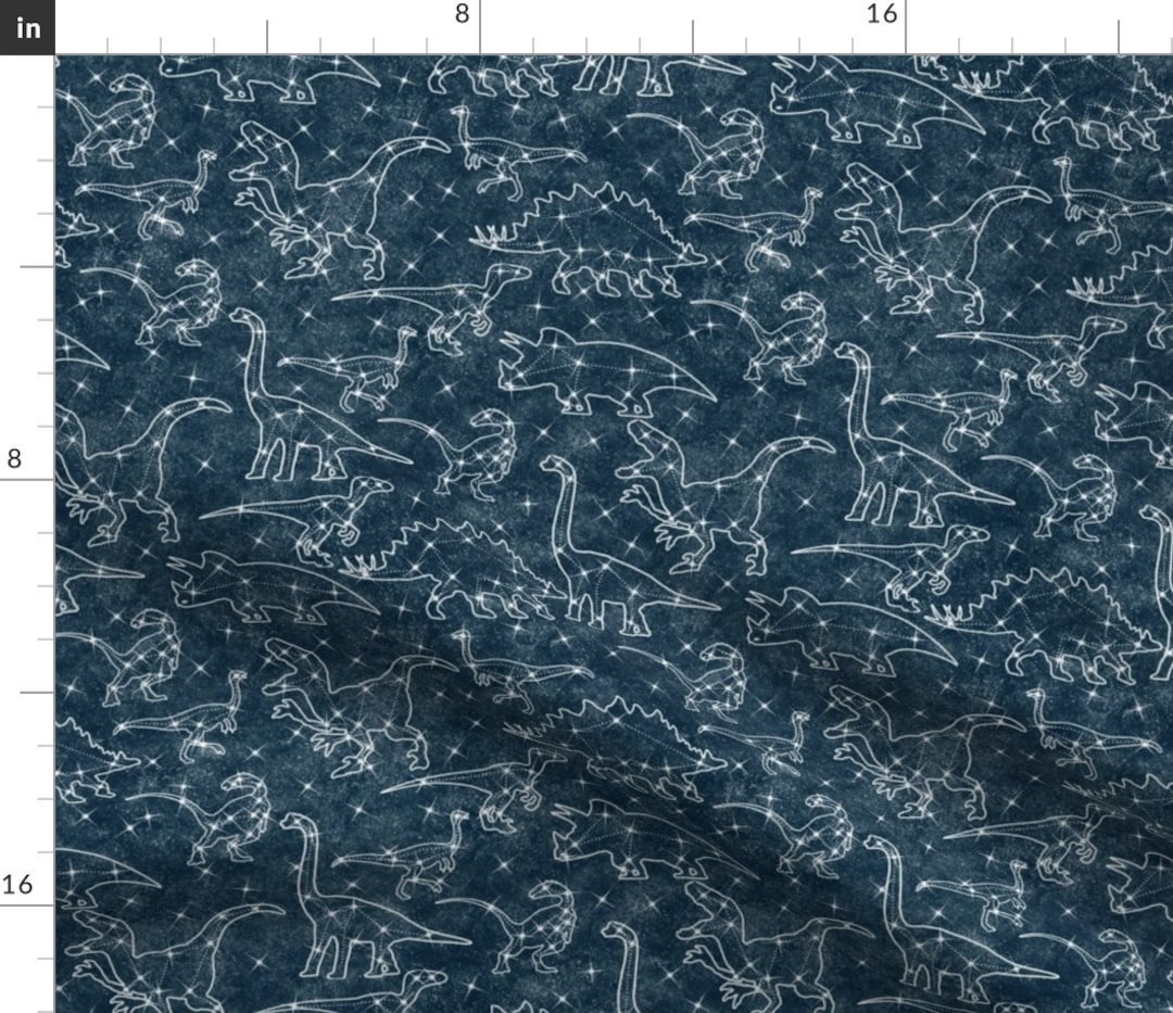 Dino Stars Fabric Constellation Dinosaurs Midnight Blue by - Etsy