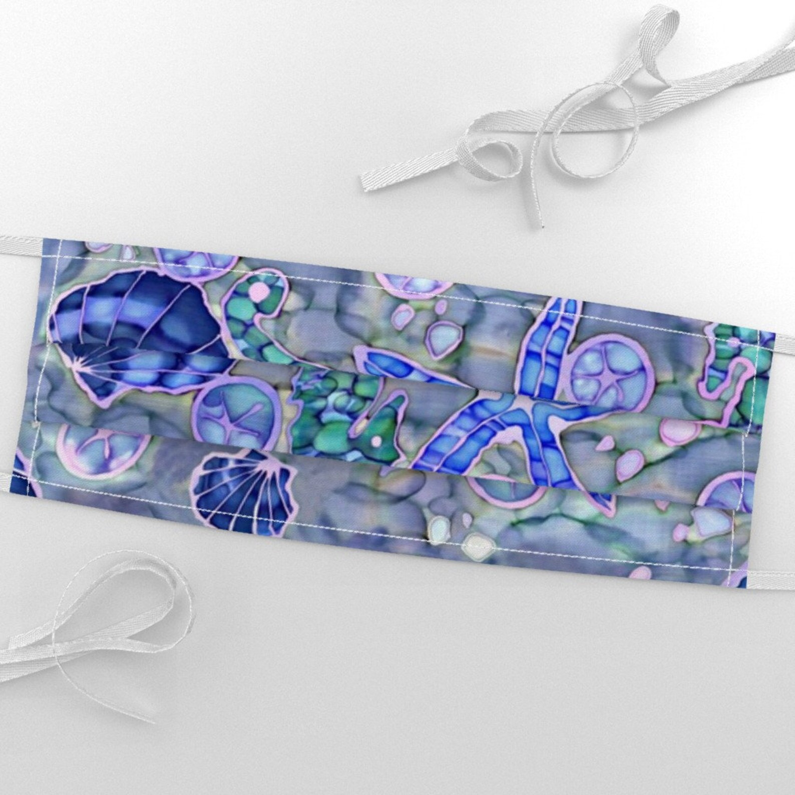 Starfish Fabric Watercolor Batik Tropical Purple Blue Shells | Etsy