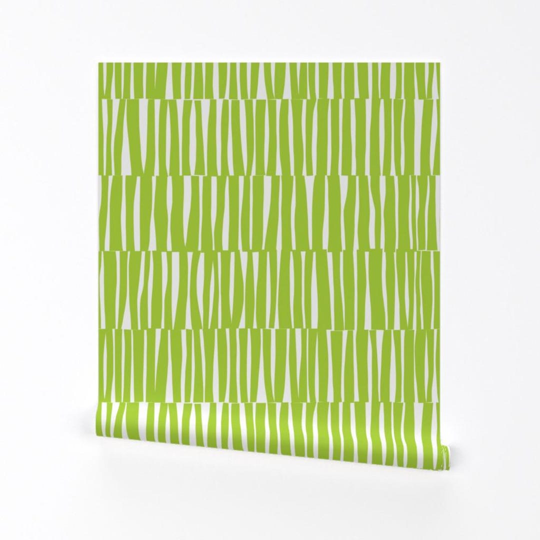 Geometric Stripe Removable Peel and Stick Wallpaper - Bright Lime ...