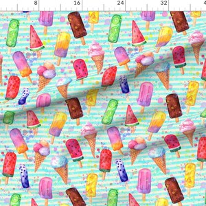Ice Cream Stripe Fabric Retro Style Ice Cream by Olgersart - Etsy