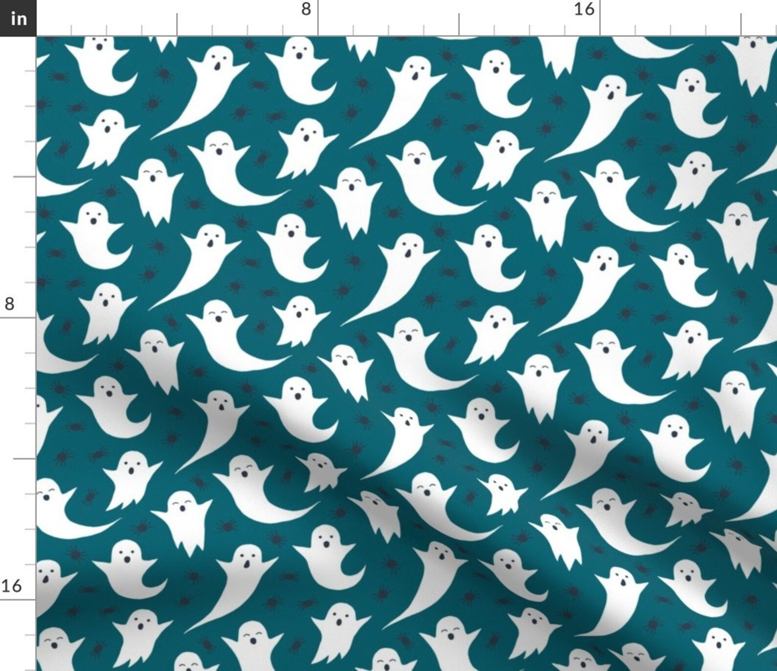 Flying Halloween Ghosts Fabric Halloween Ghosts On Dark Teal - Etsy France