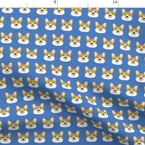 Corgi Fabric Corgi Glasses Nerd Dog Fabric on Blue by - Etsy