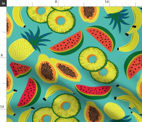 Tropical Fruit Fabric Summer Fruits by Svetlana_kononova - Etsy