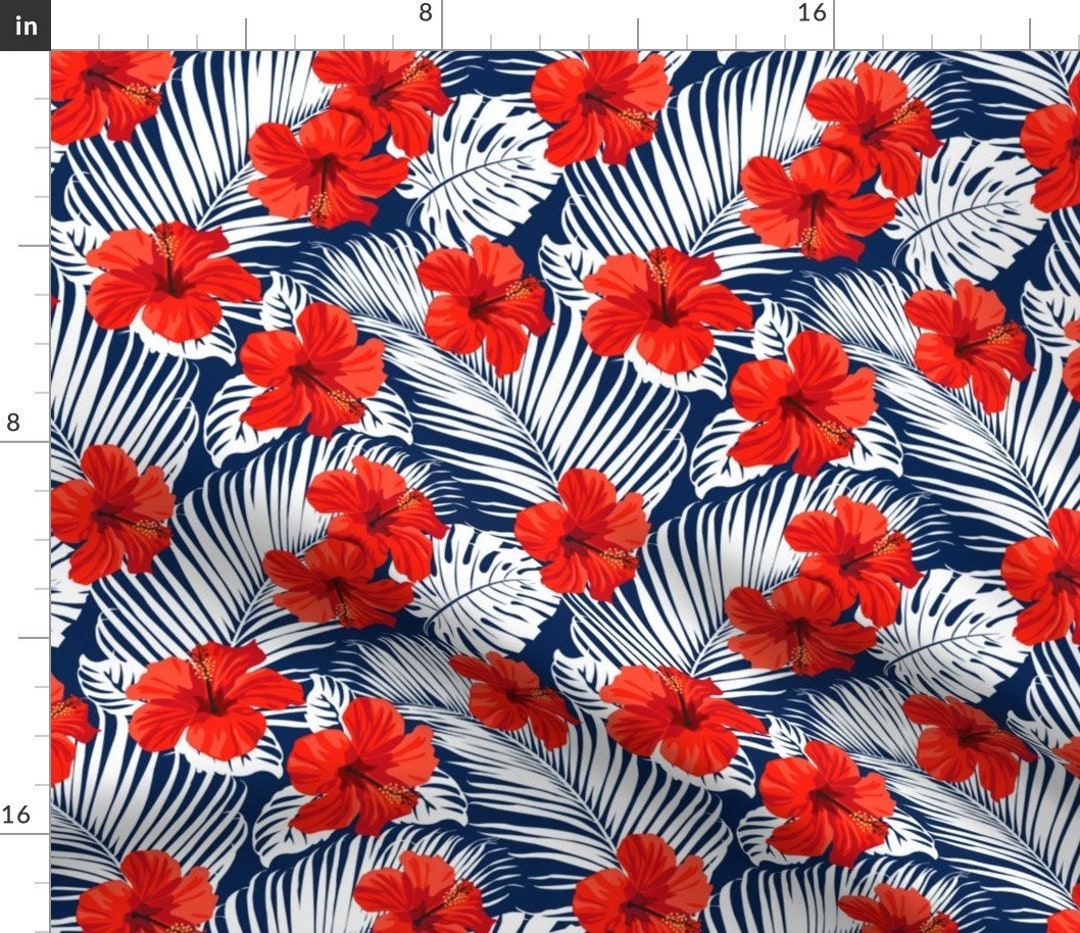 Hibiscus Fabric Topical Hawaii Watercolor Hibiscus Flowers - Etsy