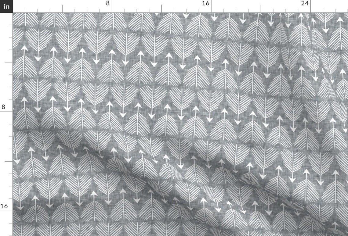 Boho Arrow Fabric - Good Shot (grey Linen) by Nouveau Bohemian - Tribal ...