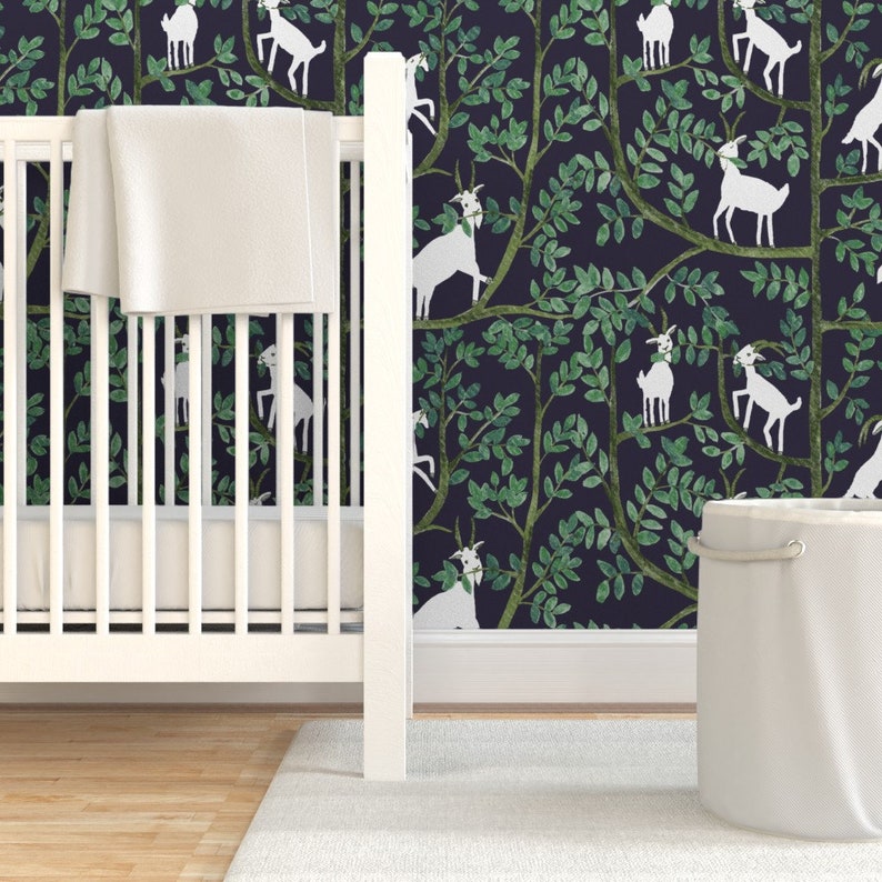 Goat Wallpaper Happy Goat-together in Trees by Scarlette - Etsy