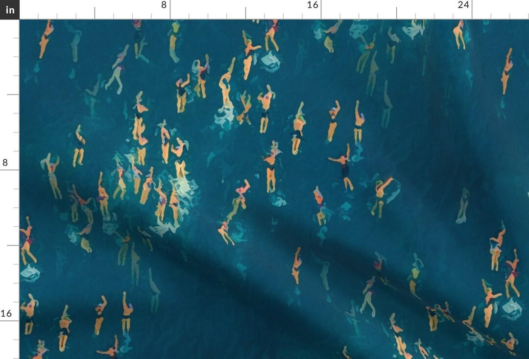 Swimmer Medium Scale Fabric - Lapping Waves by Yogiyarntailandme ...