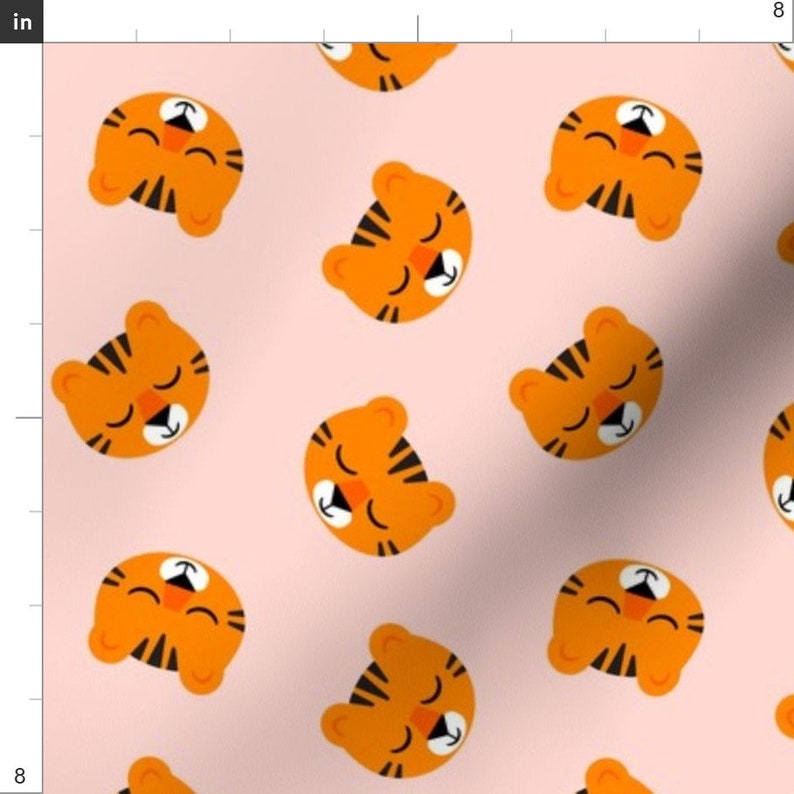 Tiger Orange Animal Pattern Fabric Cute Tigers Pink - Etsy