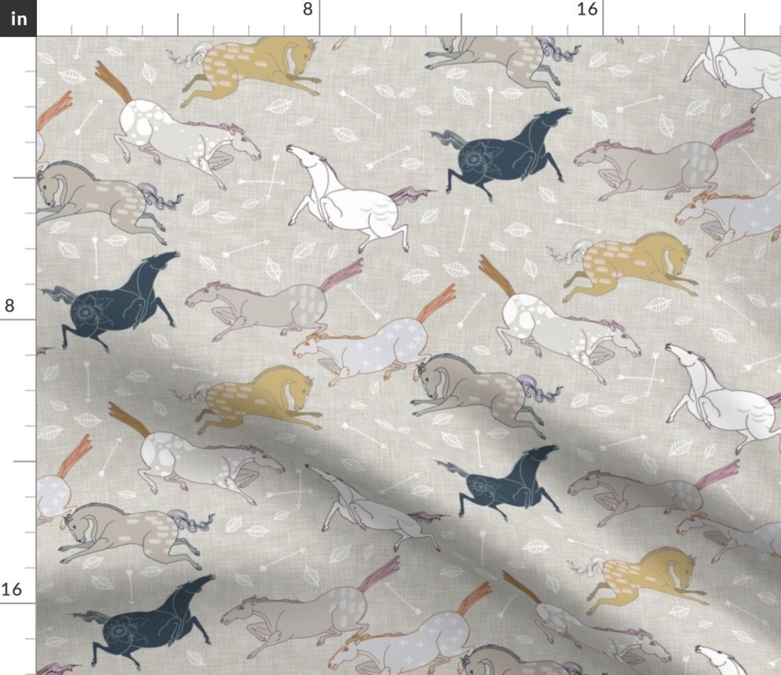 Horse Fabric Wild Horses small Custom Fabric by Nouveau - Etsy