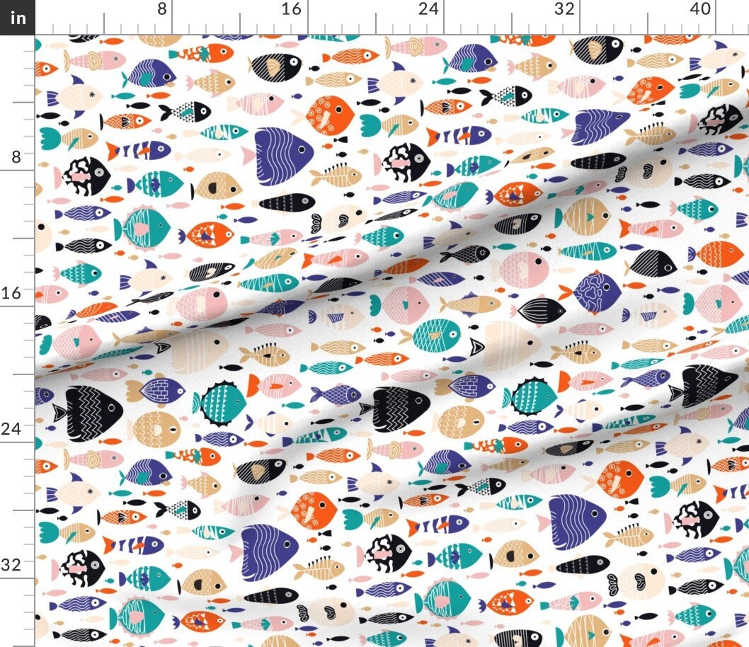 Fish Abstract Ocean Fabric All the Fish in the Sea - Etsy