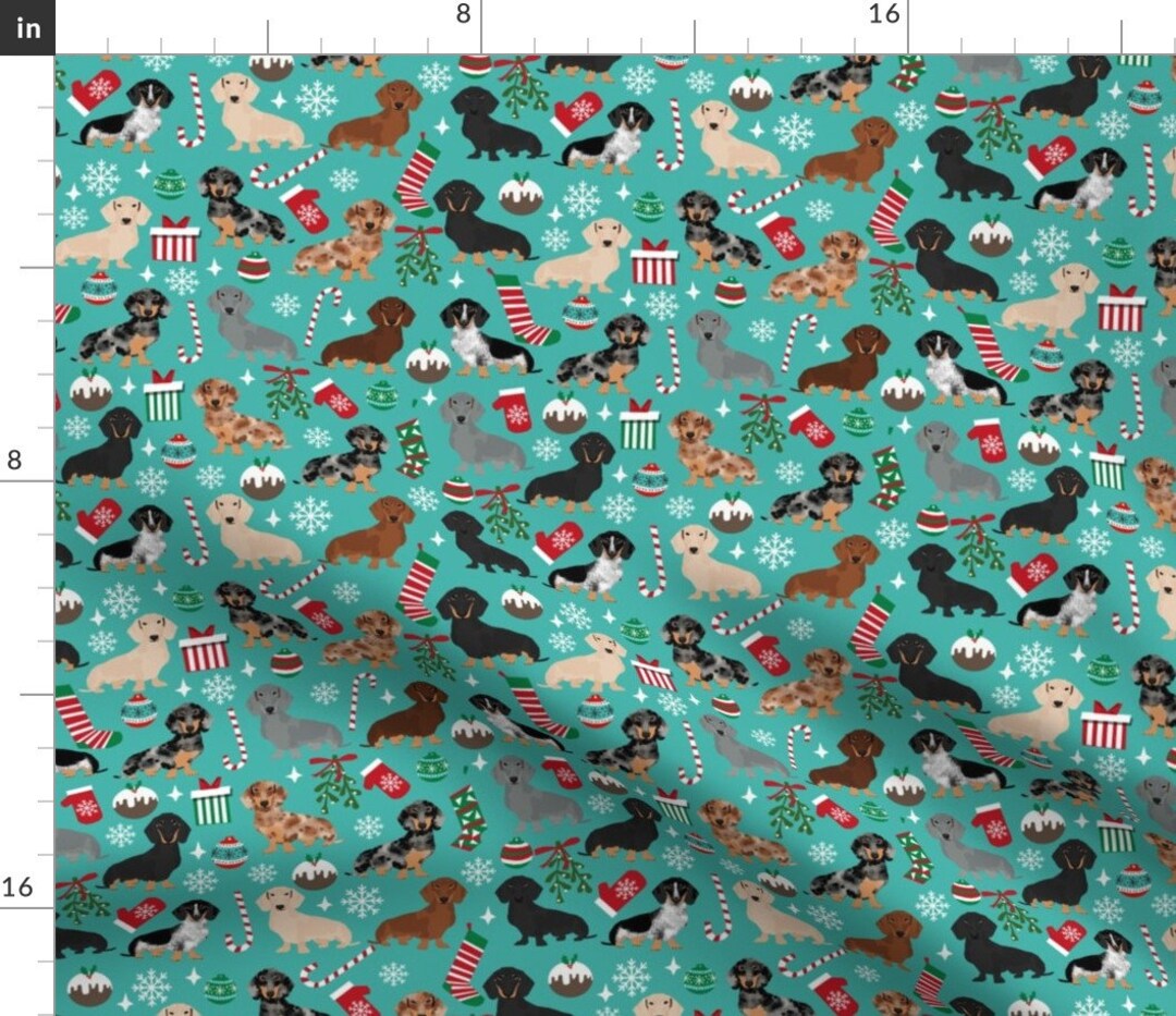 Dachshund Fabric Doxie Christmas Dachshunds Holiday Winter Dog by ...