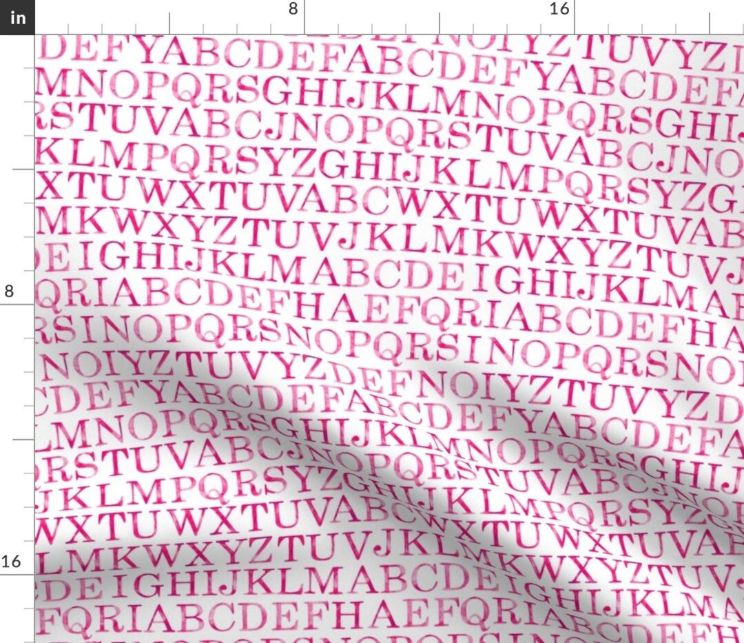 Pink Alphabet Fabric Pink Letters by Marta Strausa Pink Alphabet ...